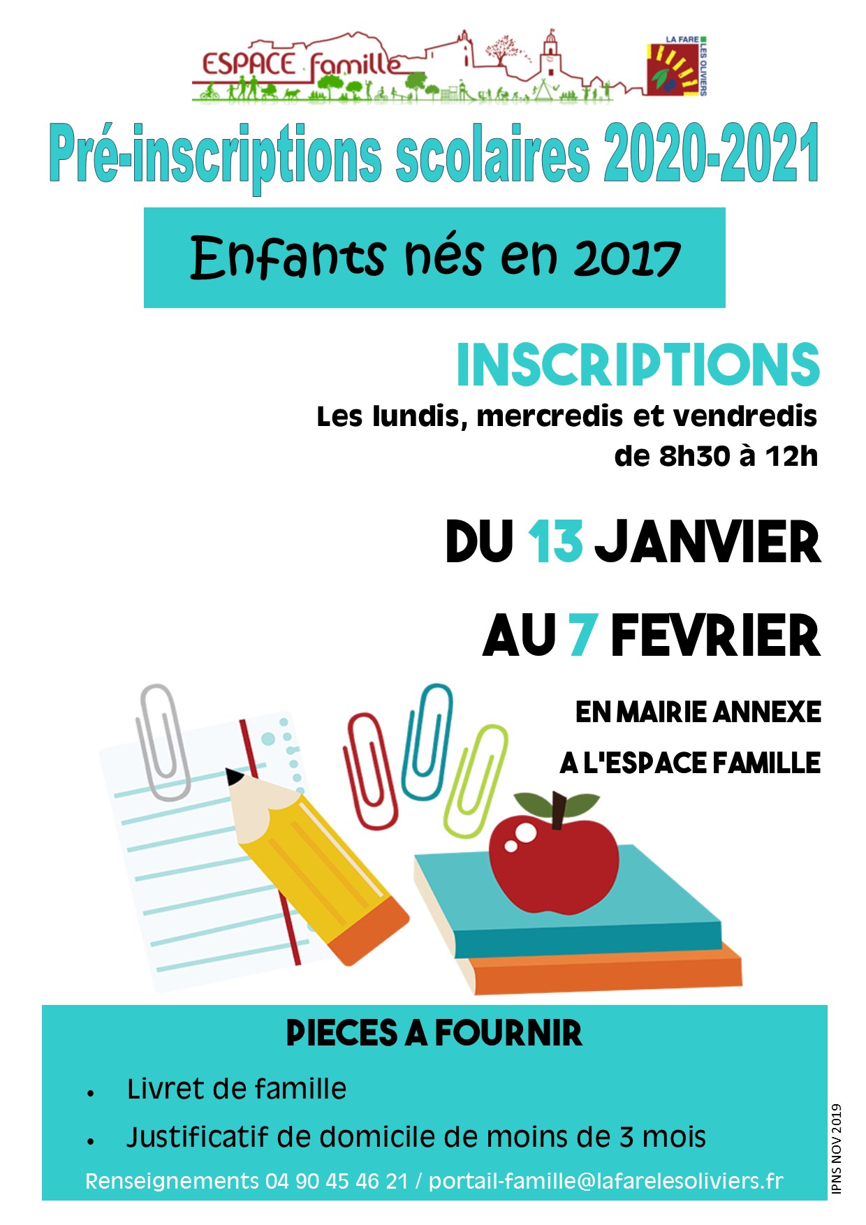 pre-inscriptions-scolaires-2020 - La Fare les Oliviers