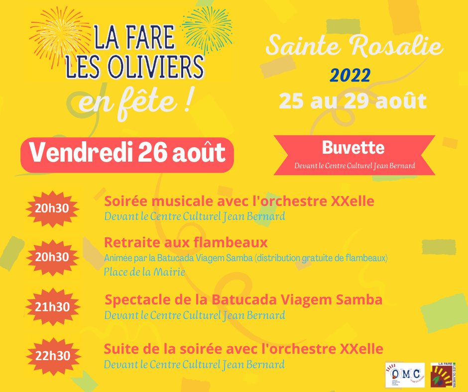 Festivités du vendredi 26 août - La Fare les Oliviers