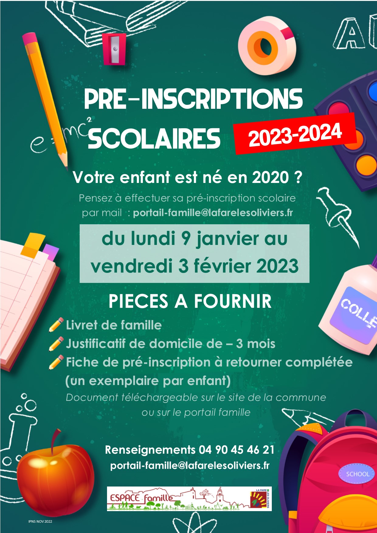 affiche-pre-inscriptions - La Fare les Oliviers